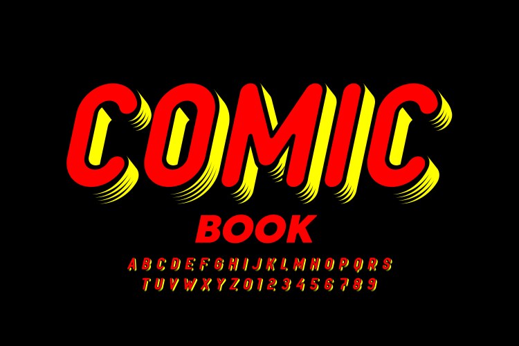 Comic book superhero style font design Royalty Free Vector