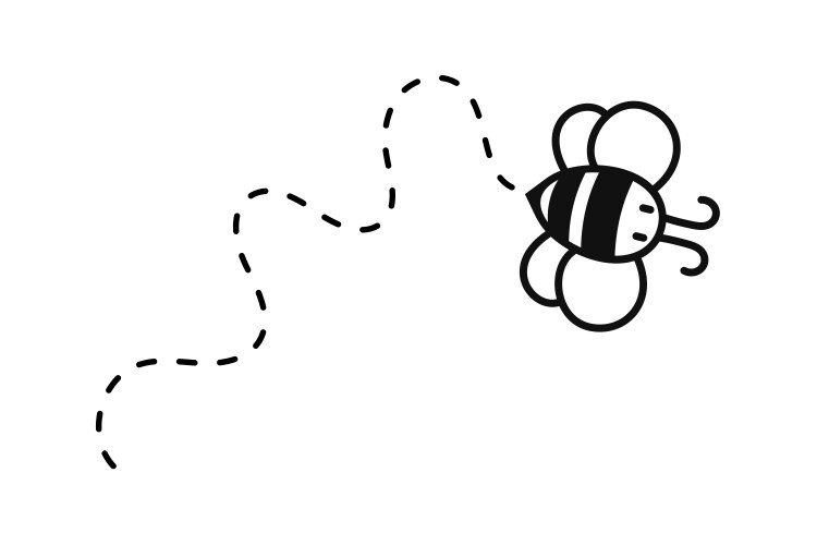 Bee flying path a in dotted line Royalty Free Vector Image