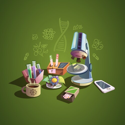Science icons cartoon set Royalty Free Vector Image