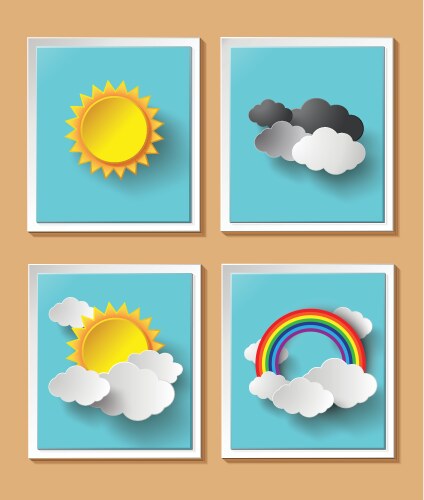 Set cards with cute baby weather Royalty Free Vector Image