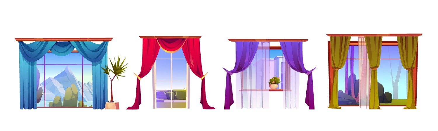 Cartoon window with curtains symbol icon design Vector Image