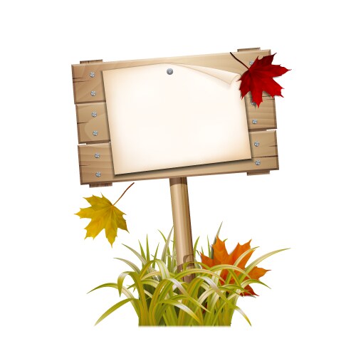 Wooden sign in forest Royalty Free Vector Image
