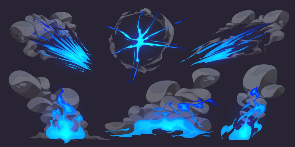 Game effect of fire flame animation with smoke Vector Image