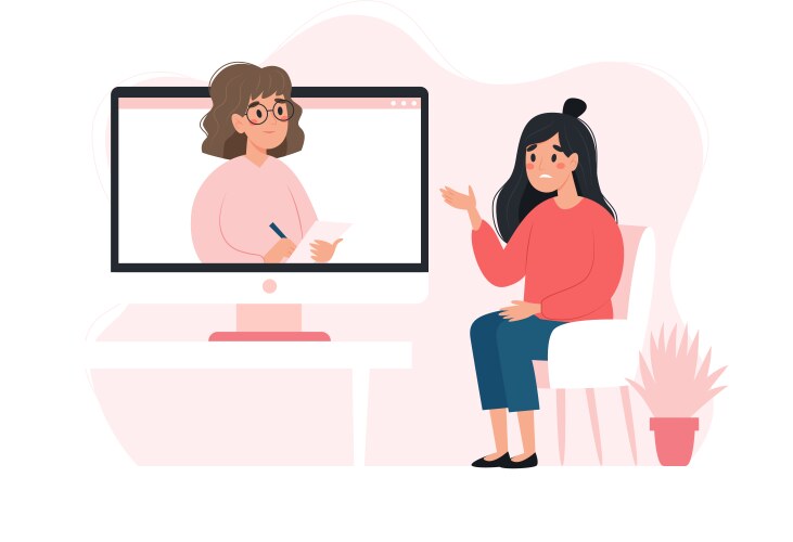 Modern psychotherapy online flat cartoon Vector Image