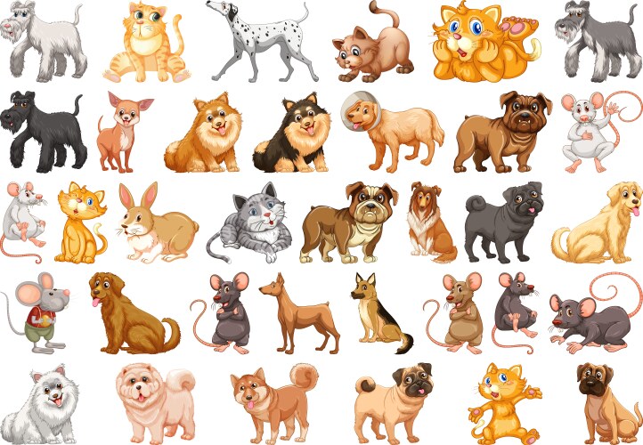 Cartoon animal set Royalty Free Vector Image - VectorStock