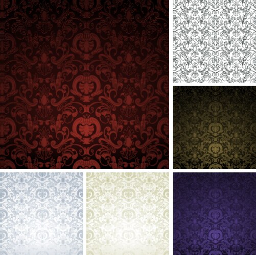 Seamless wallpaper pattern set of six colors Vector Image