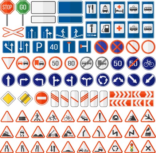 Road signs icons set Royalty Free Vector Image