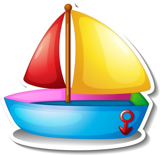 Boat toy cartoon sticker on white background Vector Image