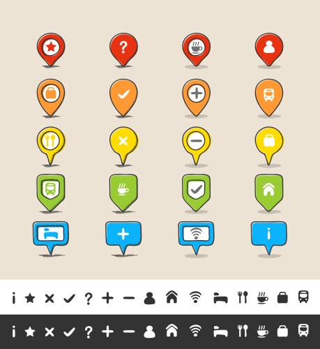 Set of a-z alphabet pin marker flat icons map gps Vector Image