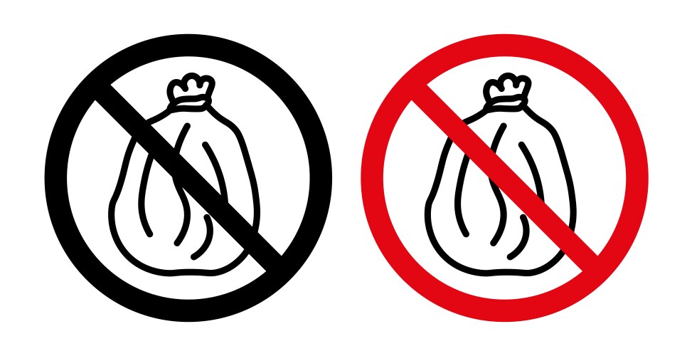 No garbage sign icon set trash litter forbidden Vector Image