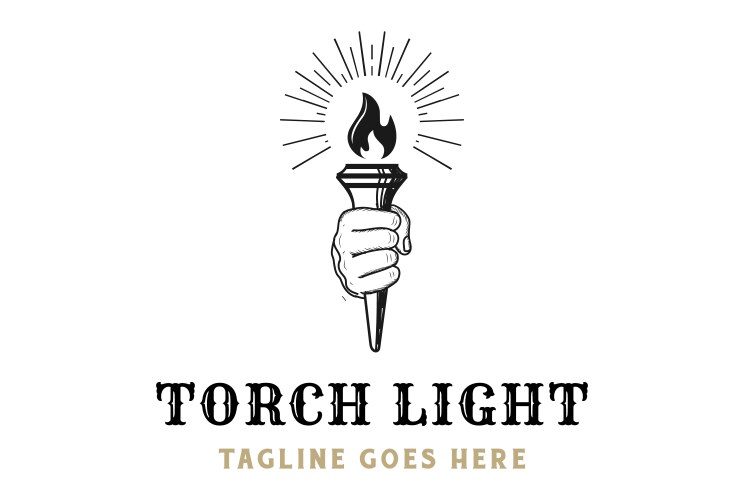 Torch hand hold olympic burning stick retro Vector Image