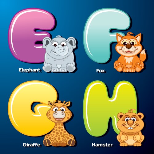 English Animals Zoo Alphabet Letter Vector Images (over 5,400)
