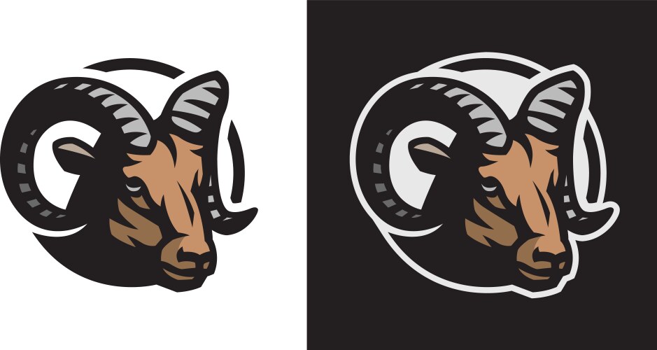 Ram skull black and white emblem Royalty Free Vector Image