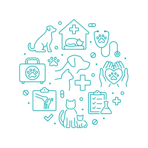 Veterinary clinic concept in circle Royalty Free Vector