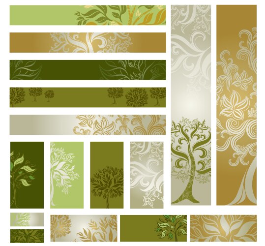 Green pines forest banners Royalty Free Vector Image