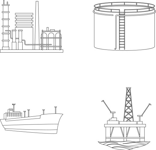 Oil refinery tank tanker tower set Royalty Free Vector Image