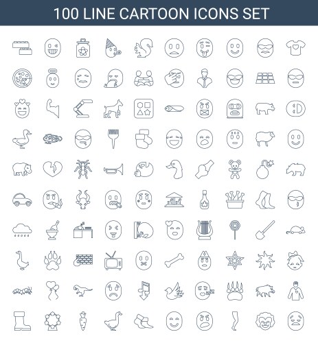 100 cartoon icons Royalty Free Vector Image - VectorStock