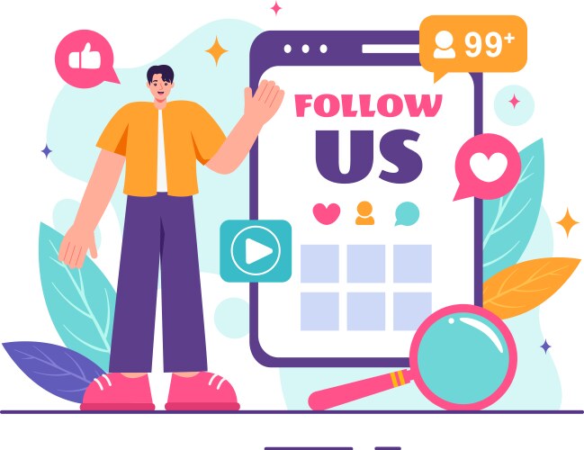 Follow us and like for internet advertisements Vector Image