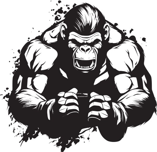 Muscle monkey moves ape console emblem gaming Vector Image