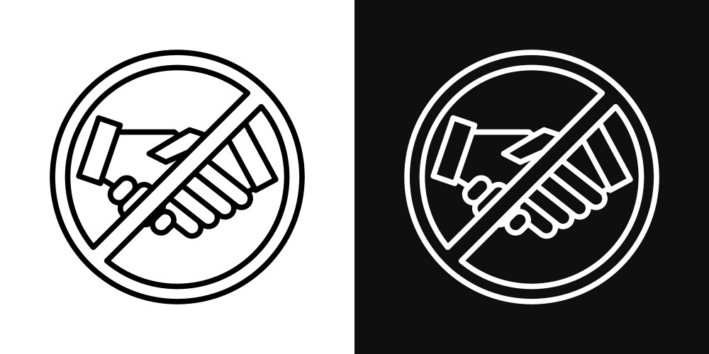 No handshake sign icon set forbidden shake hand Vector Image