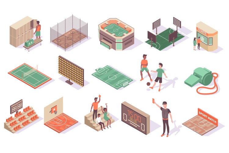 Sport fields isometric sports playgrounds Vector Image