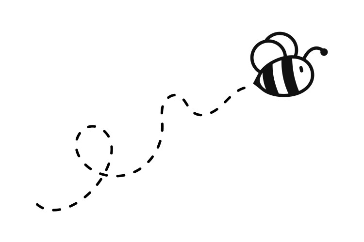 Bee flying path a in dotted line Royalty Free Vector Image
