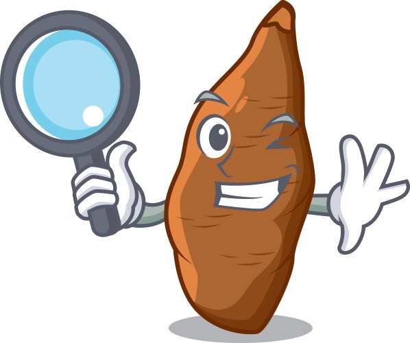 Graduation cassava root on the plate cartoon Vector Image