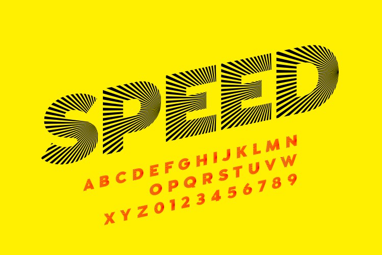 High-Speed Font - Alphabet & Numbers Vector Image