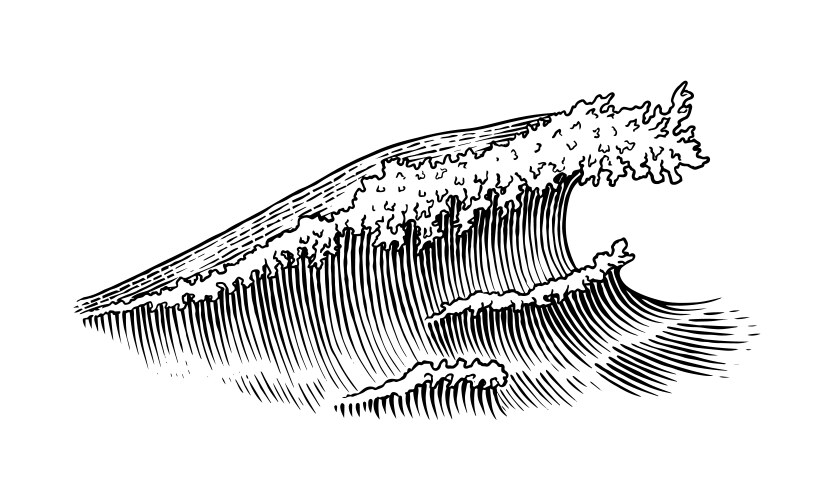 Atlantic tidal waves vintage old engraved hand Vector Image