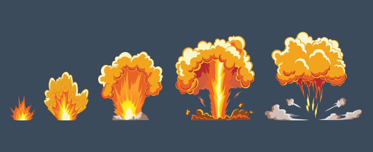 Cartoon explosion effect with smoke Royalty Free Vector