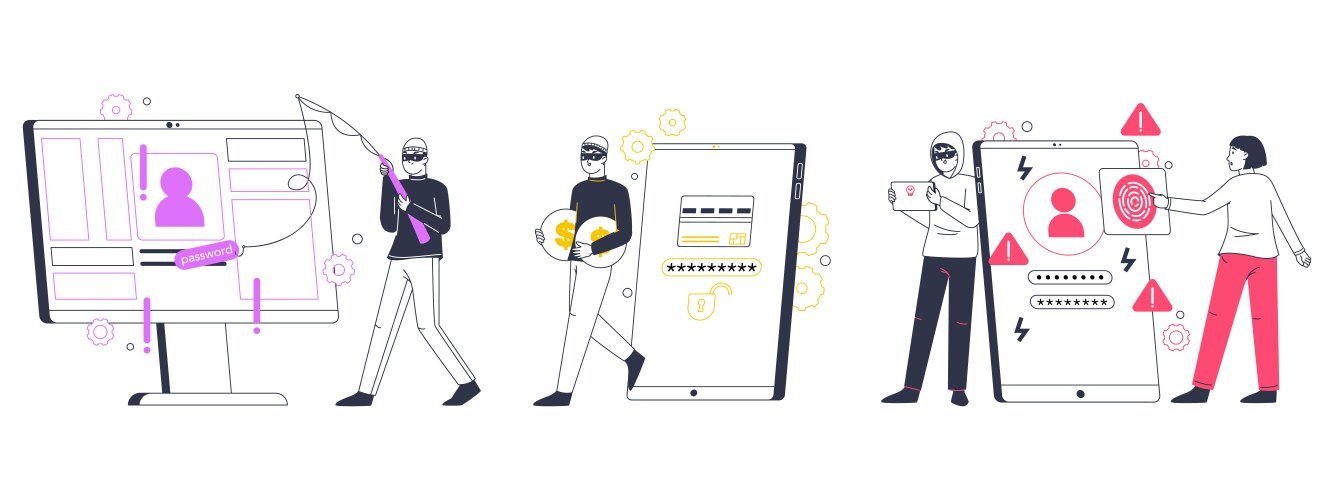 Online hacker attack cyber web scam internet Vector Image