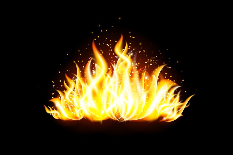 Fire glowing flames icons set Royalty Free Vector Image