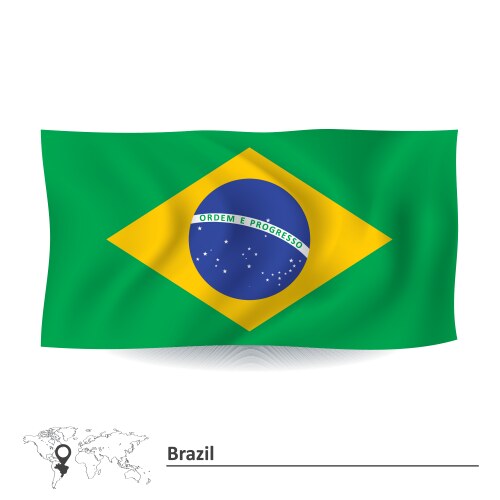 Flat and waving brazilian flag Royalty Free Vector Image