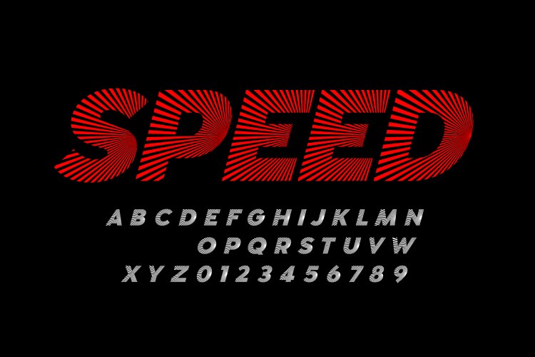 Speed letters set red race font italic bold Vector Image