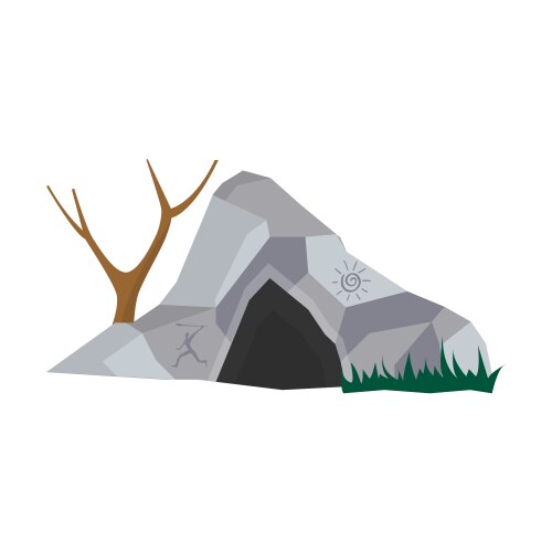 Entrance to cave stone mountain Royalty Free Vector Image