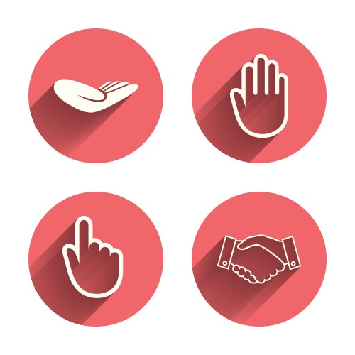 Hand icons handshake and click here symbols Vector Image