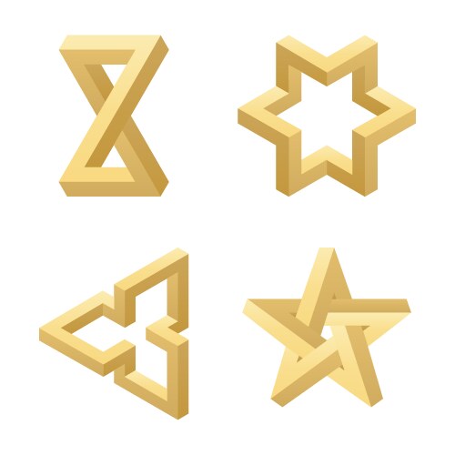 Paradox impossible geometry symbols Royalty Free Vector