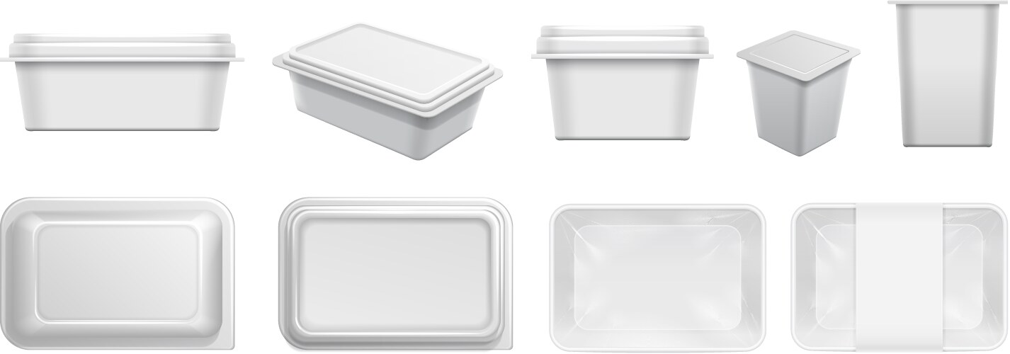 Cartoon set of empty food containers Royalty Free Vector