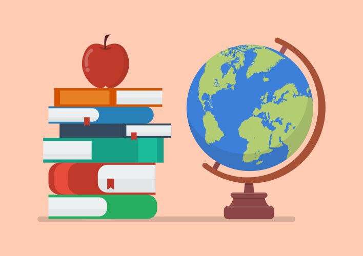 Globe and books Royalty Free Vector Image - VectorStock