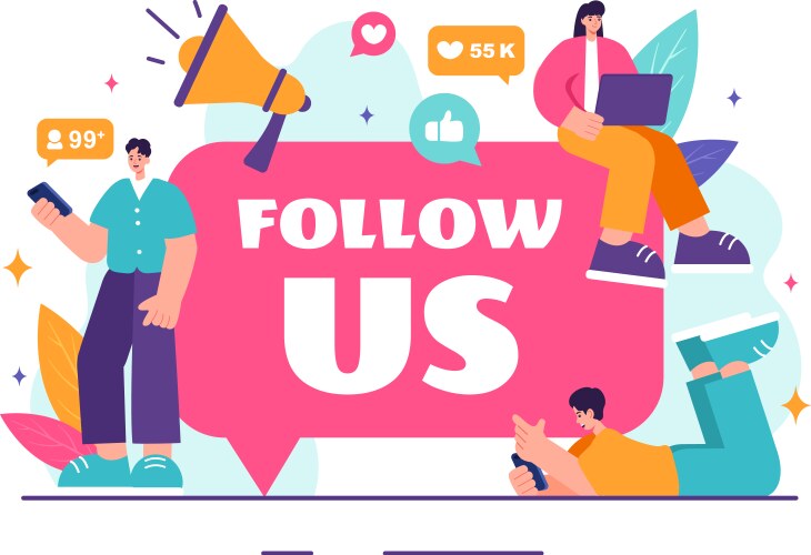 Follow us and like for internet advertisements Vector Image