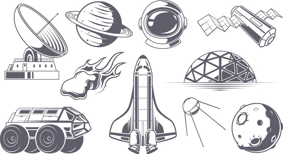 Space collection Royalty Free Vector Image - VectorStock