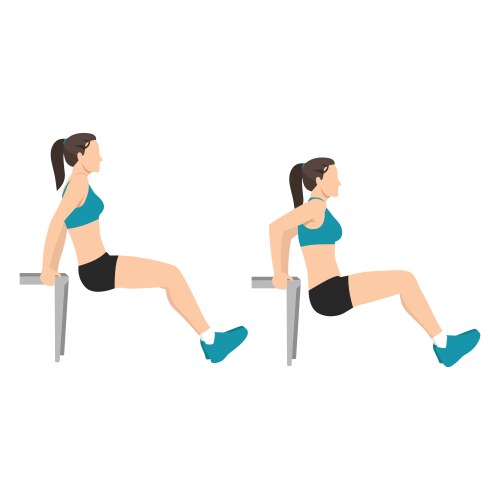 Woman doing assisted machine seated tricep dips Vector Image