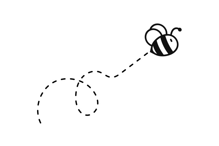 Bee flying path a in dotted line Royalty Free Vector Image