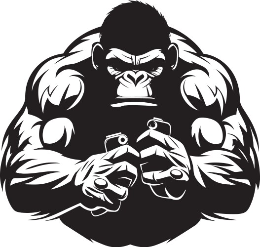 Muscle monkey madness chimpanzee gaming symbol Vector Image