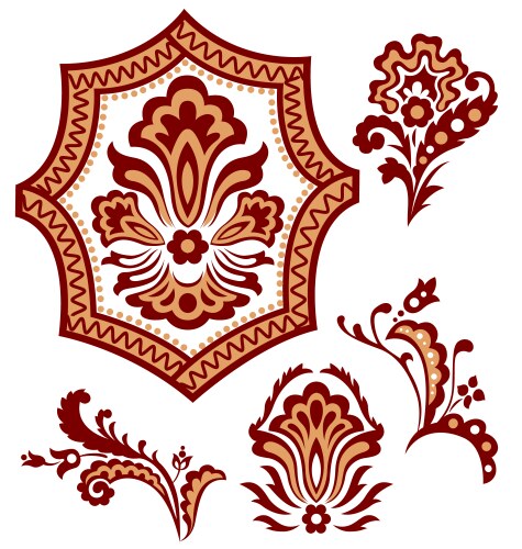 Blue persian flowers in paisley style Royalty Free Vector