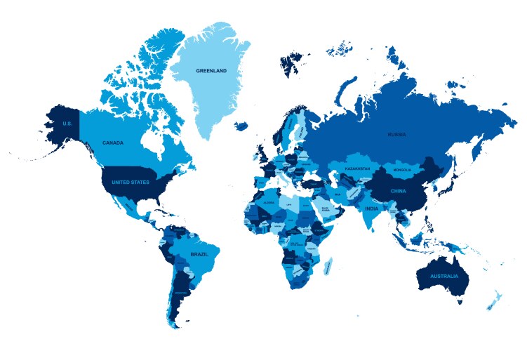 World map Royalty Free Vector Image - VectorStock