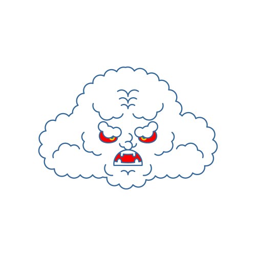 Angry cloud with rain Royalty Free Vector Image