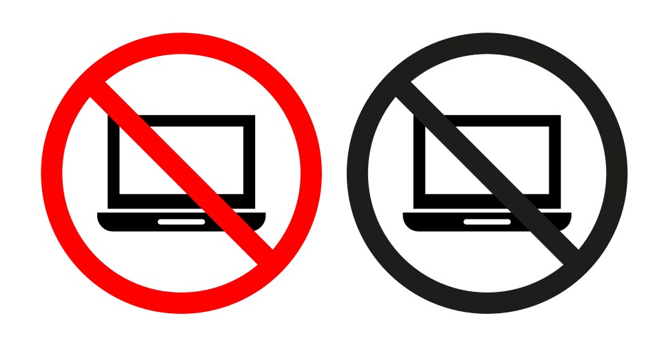 No laptop sign forbidden pc symbol Royalty Free Vector Image