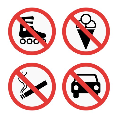 Prohibition signs set safety information Vector Image