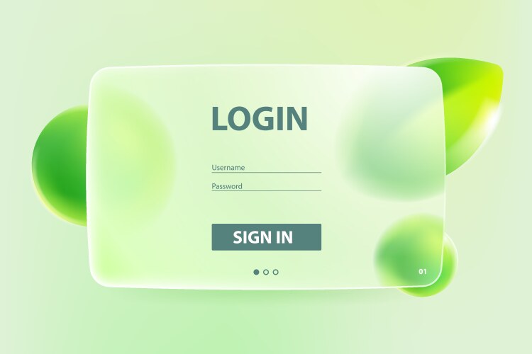 Transparent romantic login form in glassmorphism Vector Image